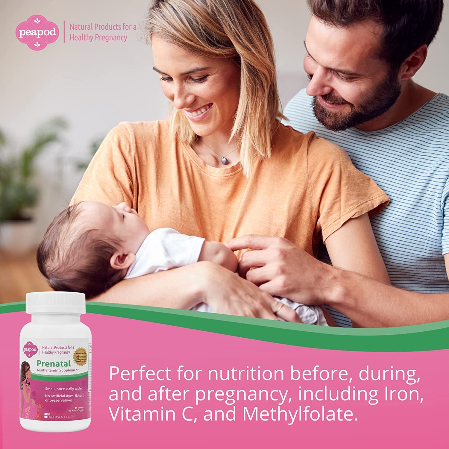 Daily prenatal vitamins for healthy pregnancy