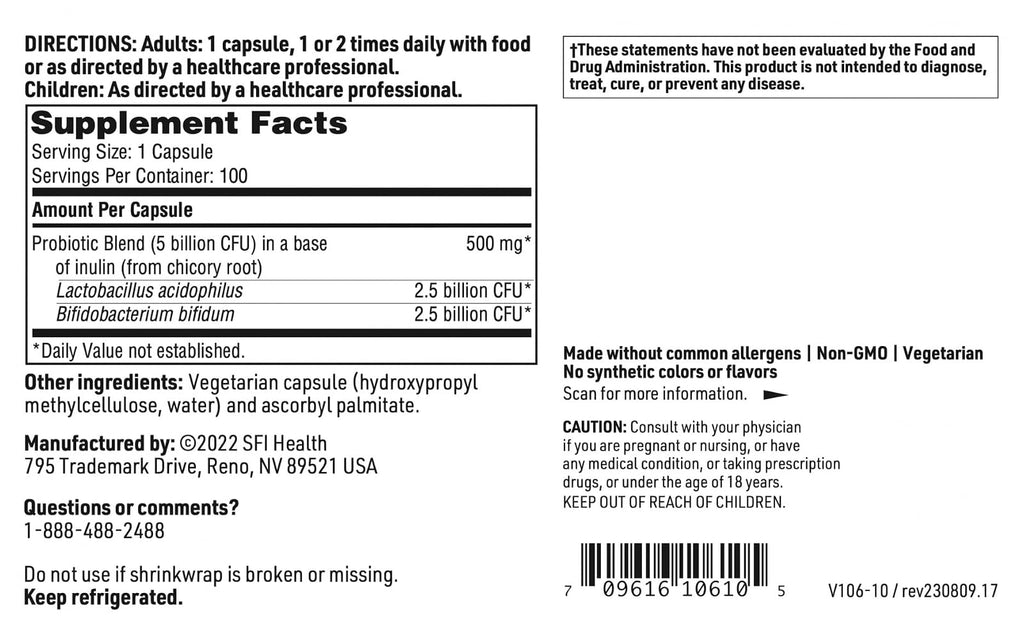 Daily probiotic support for overall health