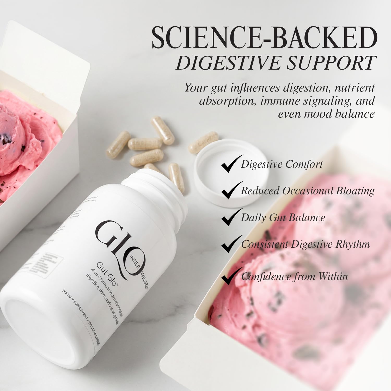 Daily probiotic support with Gut Glo