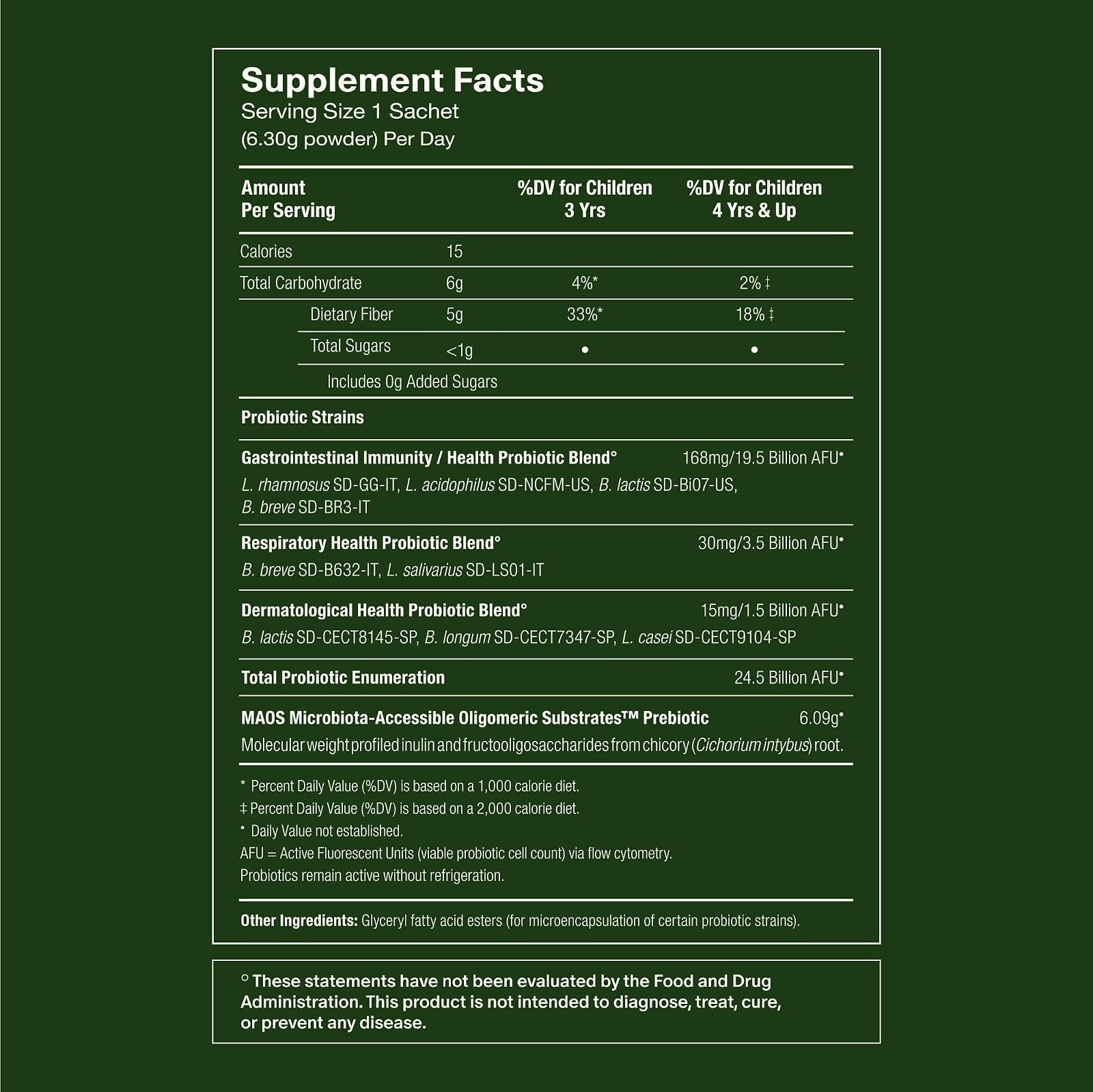 Daily probiotic with prebiotic support