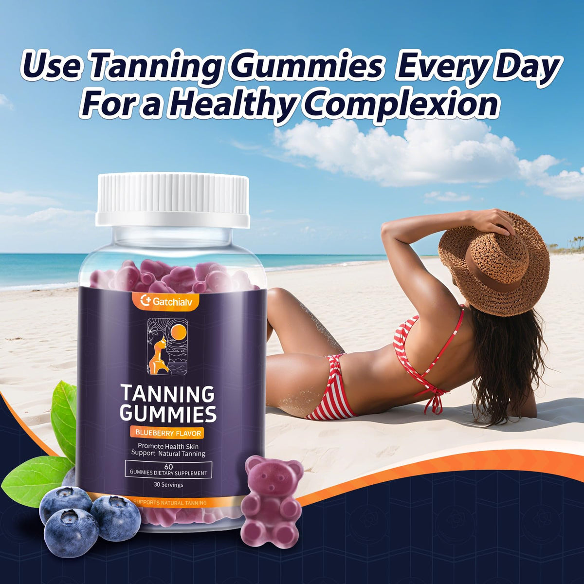 Daily tanning gummies for a sun-kissed look