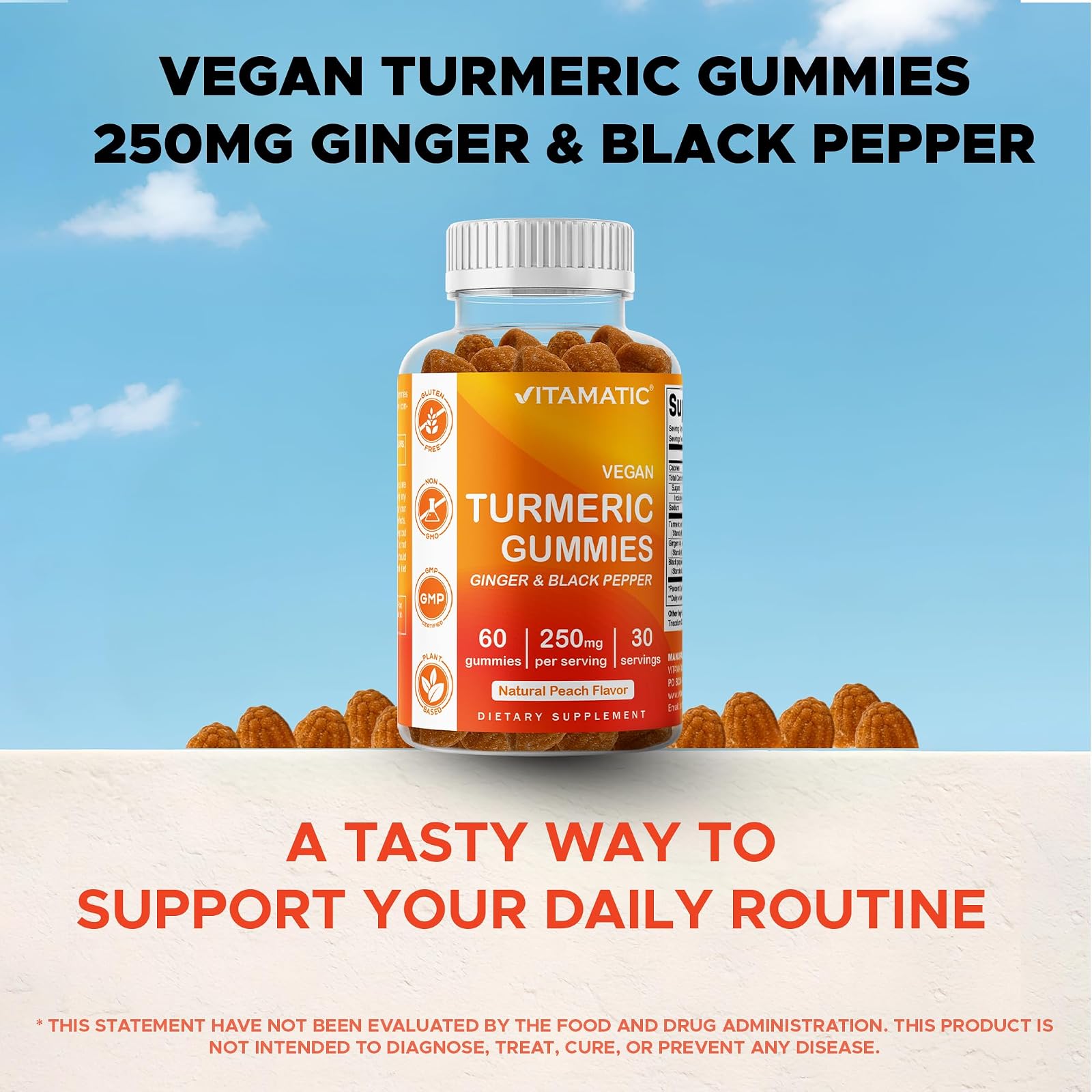 Daily turmeric supplement in gummy form
