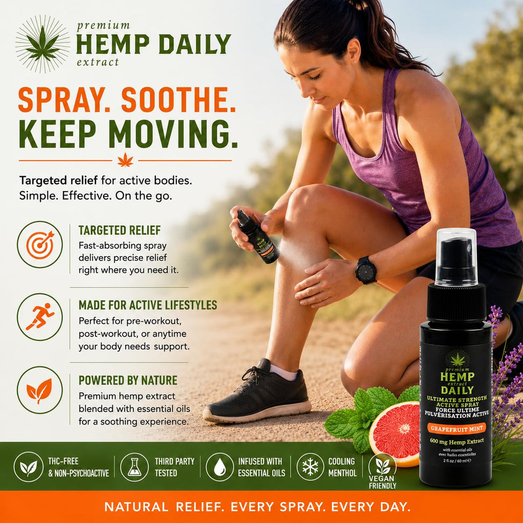 Daily use hemp spray for skin