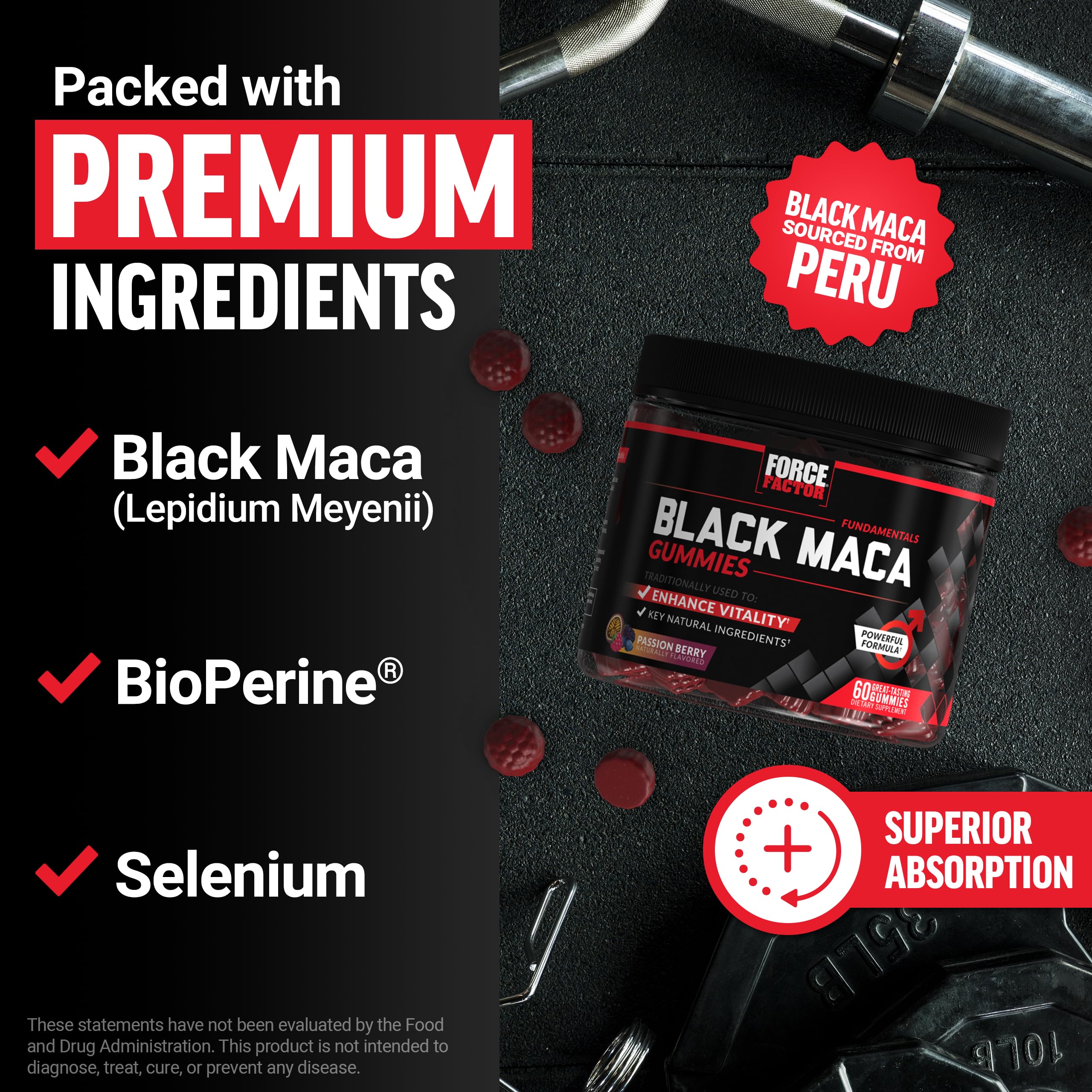 Daily vitality gummies with black maca