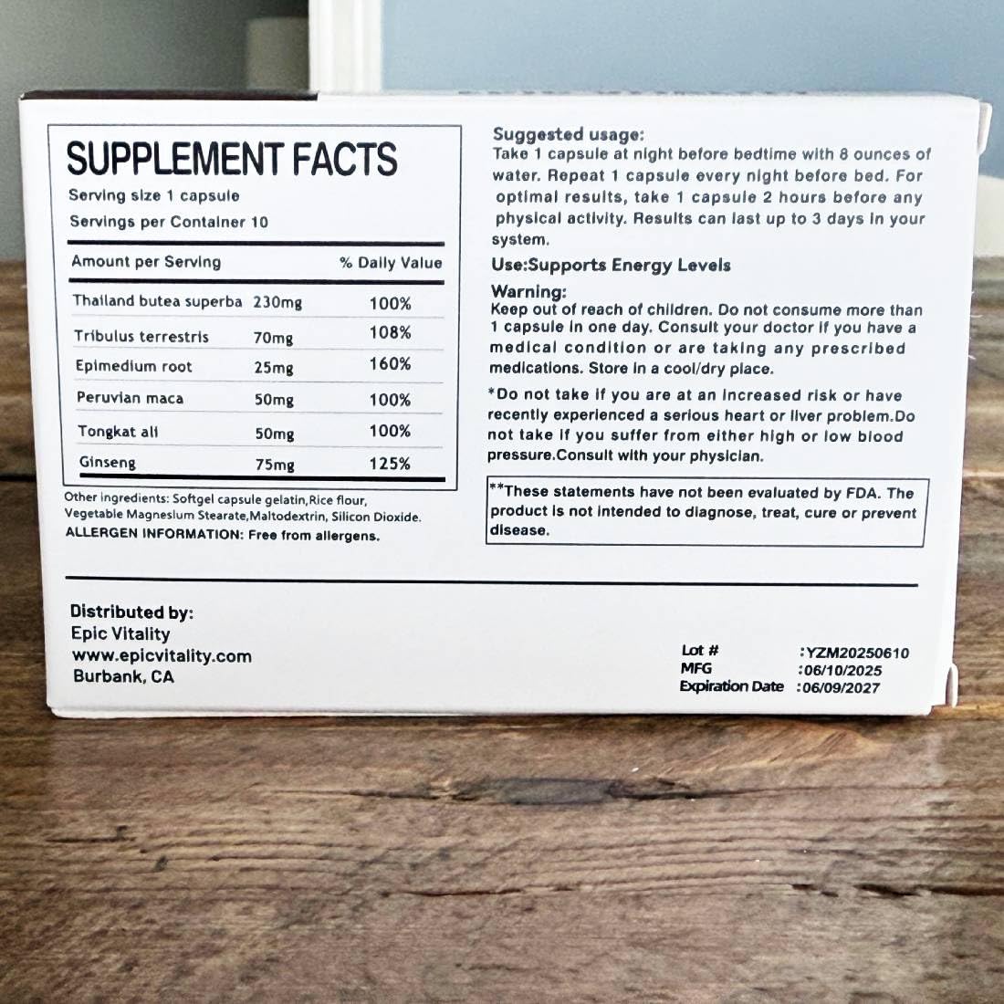 Daily vitality support for active lifestyle