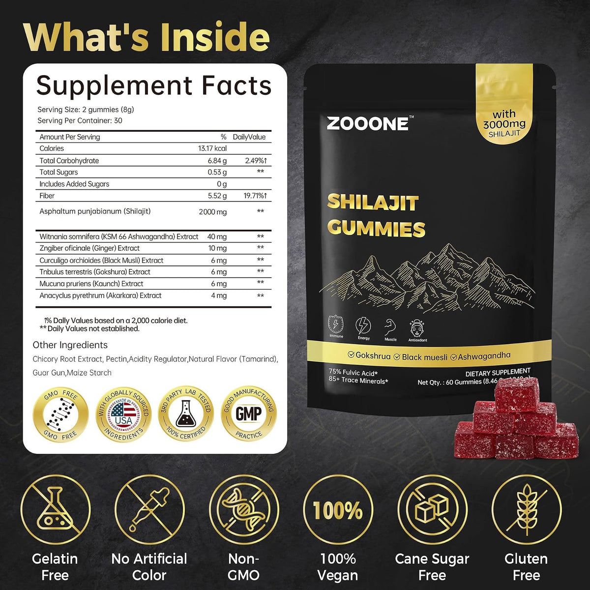 Daily vitality support Shilajit gummies