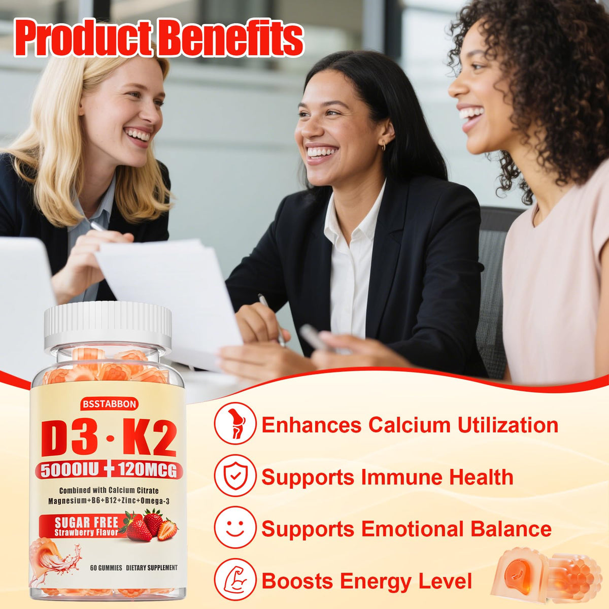 Daily Vitamin D3 gummies for energy