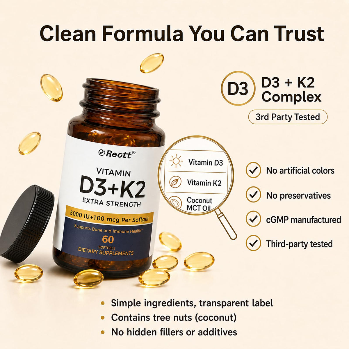Daily Vitamin D3 K2 for energy