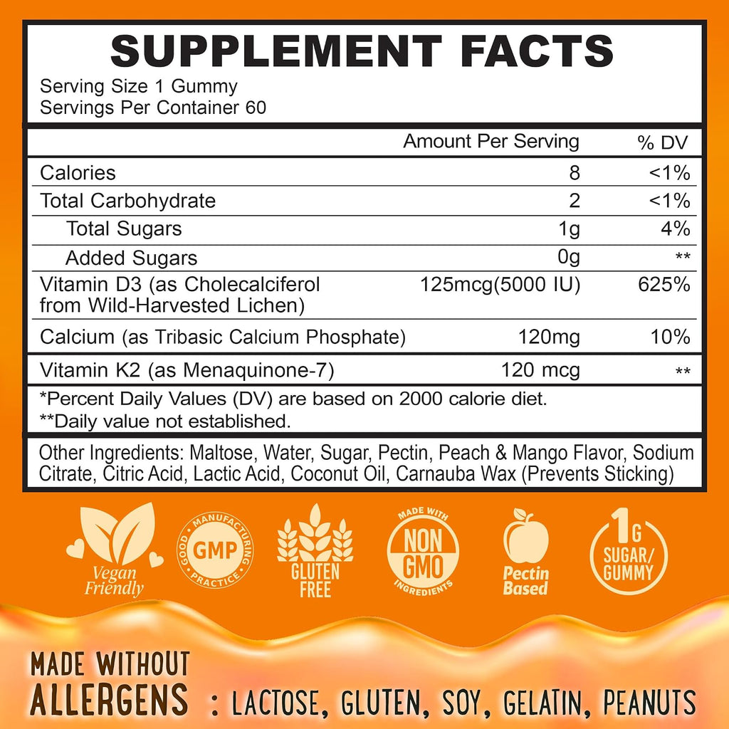 Daily vitamin D3 K2 gummy vitamins