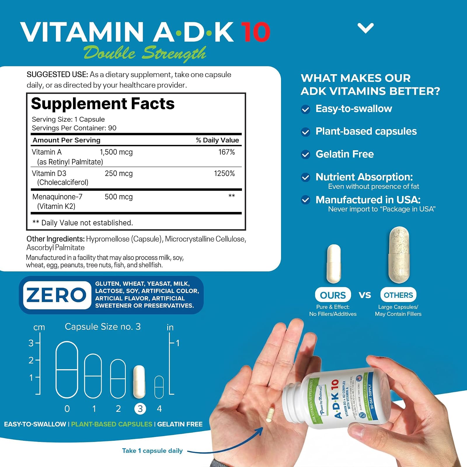 Daily vitamin D3 K2 supplement