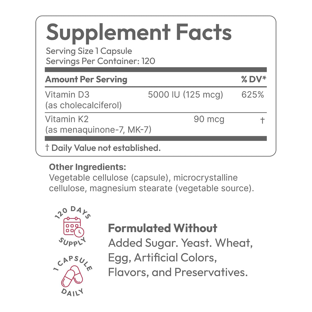 Daily vitamin D3 K2 supplement