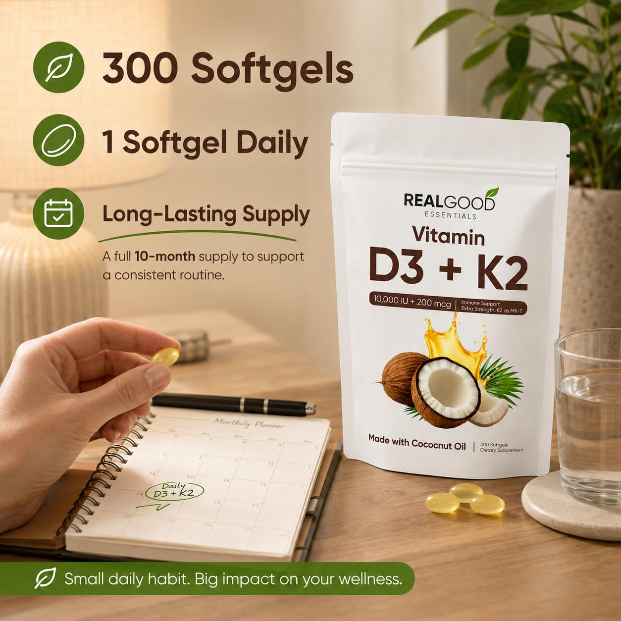 Daily Vitamin D3 K2 supplement