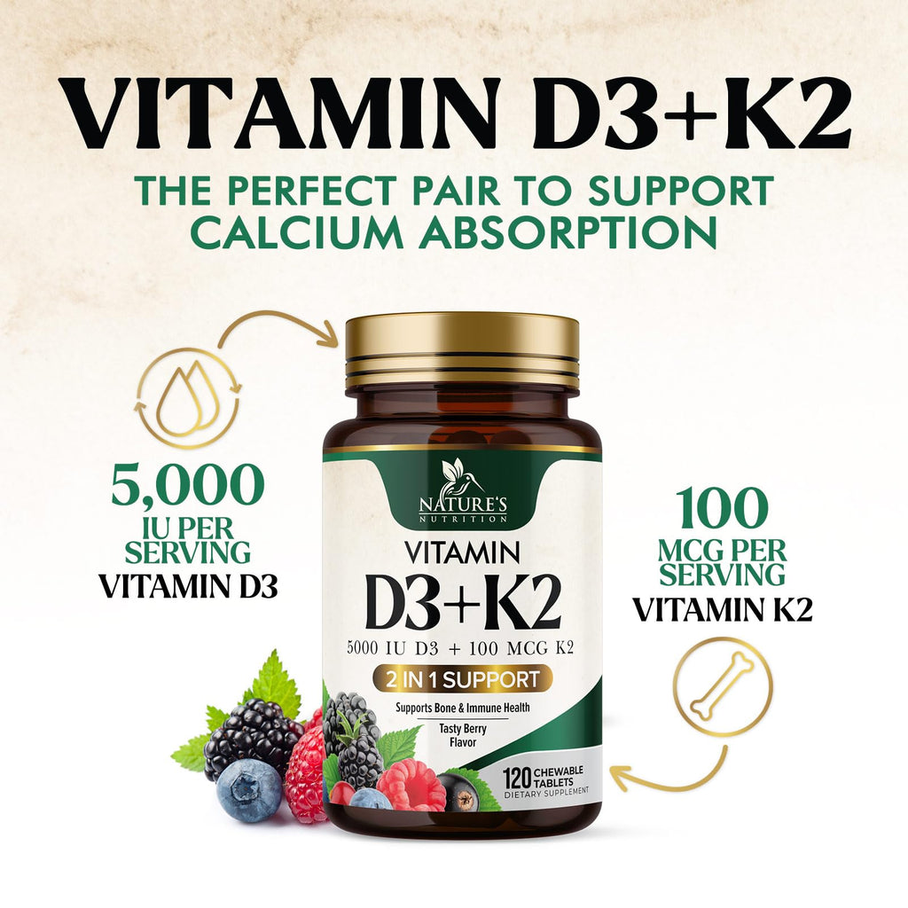 Daily vitamin D3 K2 supplement