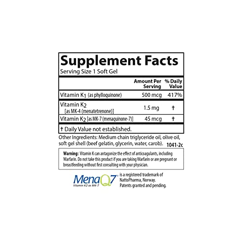 Daily vitamin K supplement for wellness