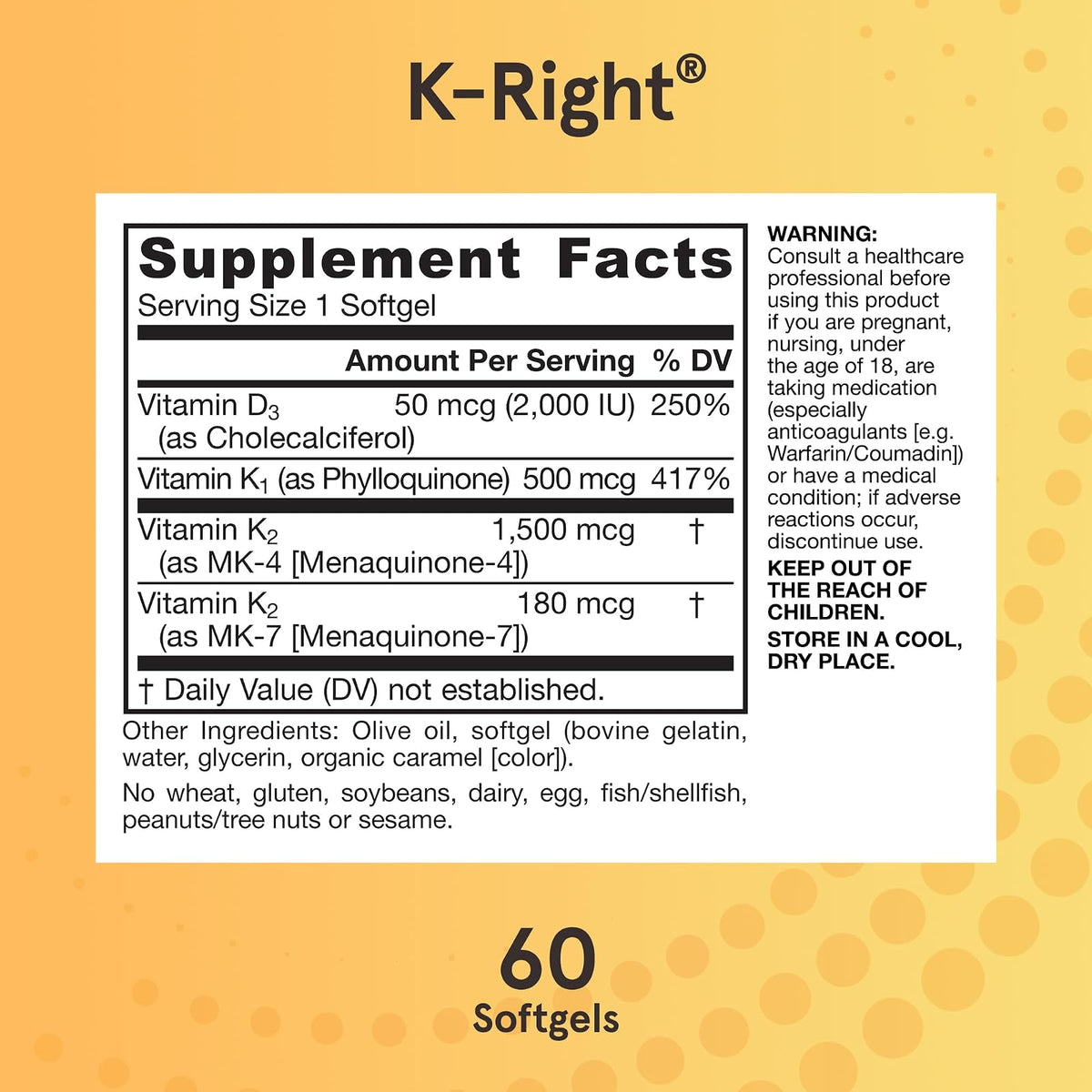 Daily vitamin K supplement for wellness