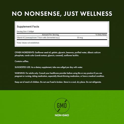 Daily vitamin K2 for optimal calcium absorption
