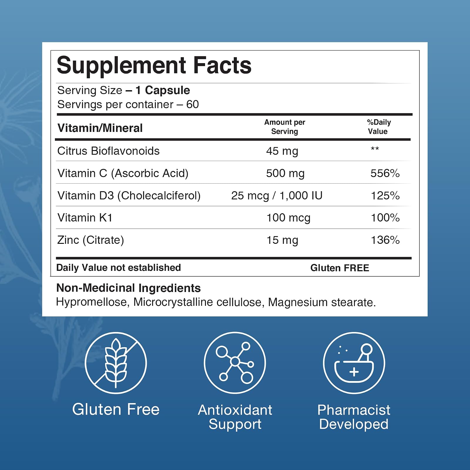 Daily vitamin supplement for skin vitality