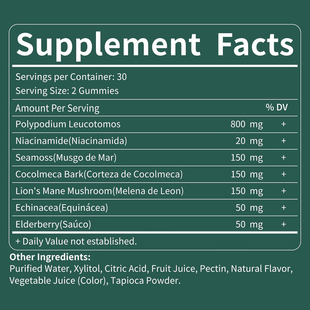 Daily wellness gummies with Polypodium Leucotomos