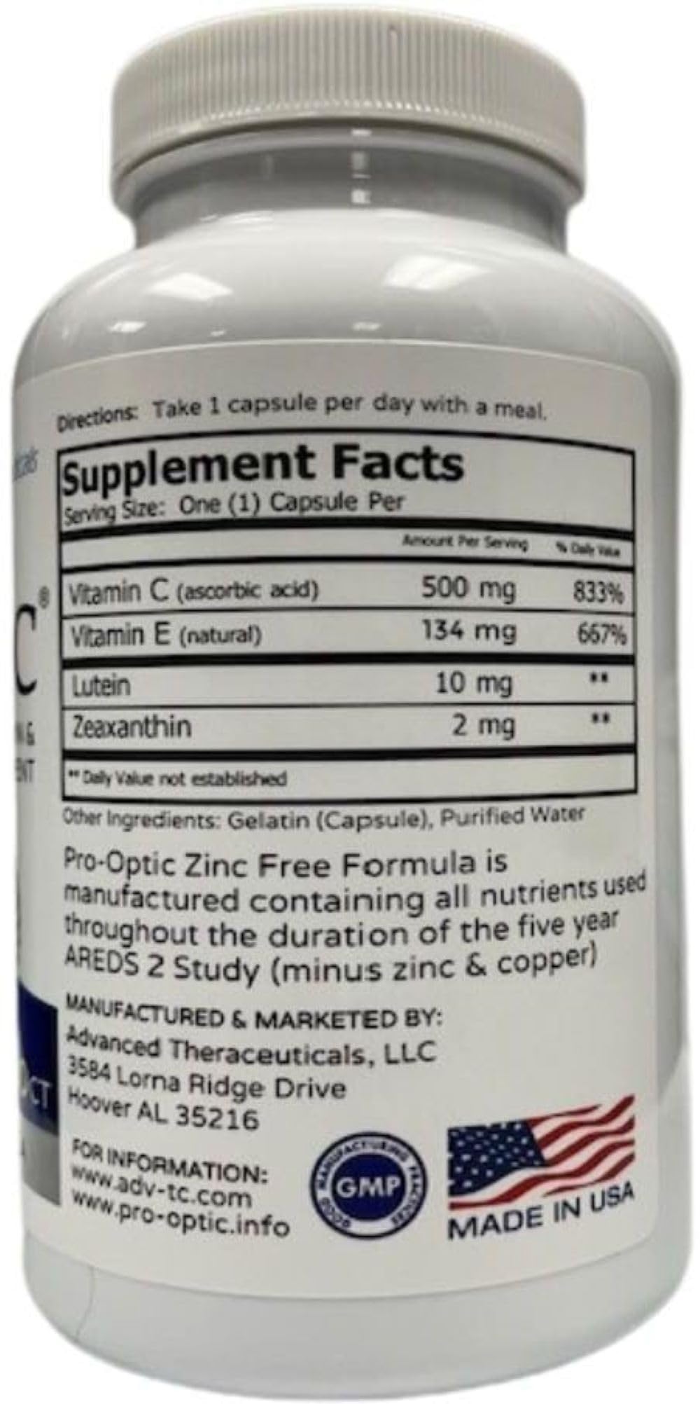 Daily zinc vitamin for vision support