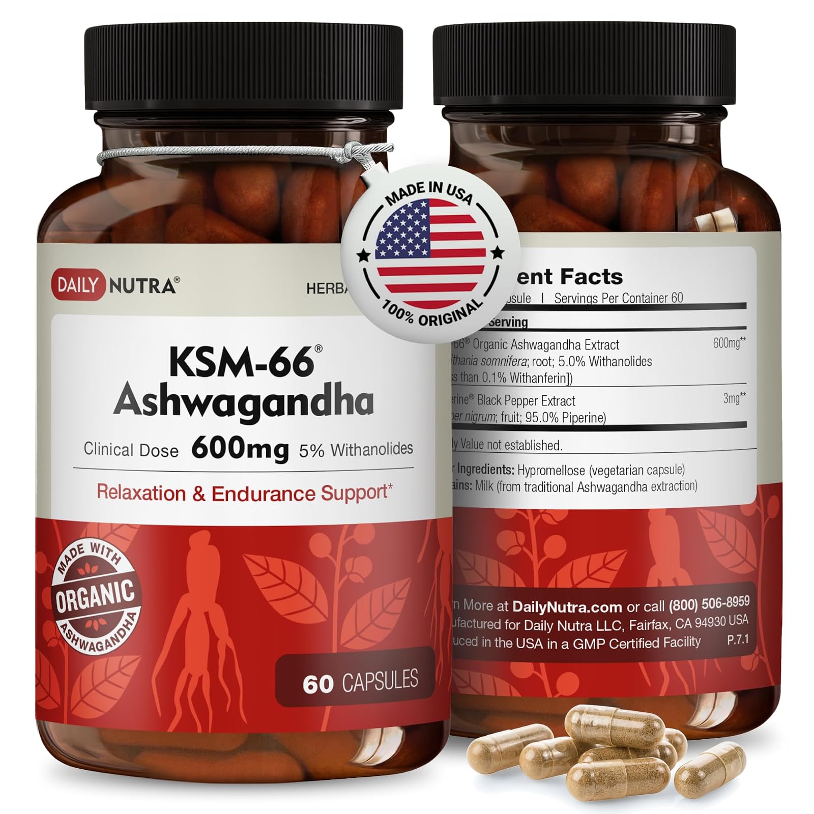 DailyNutra ashwagandha capsules for stress relief