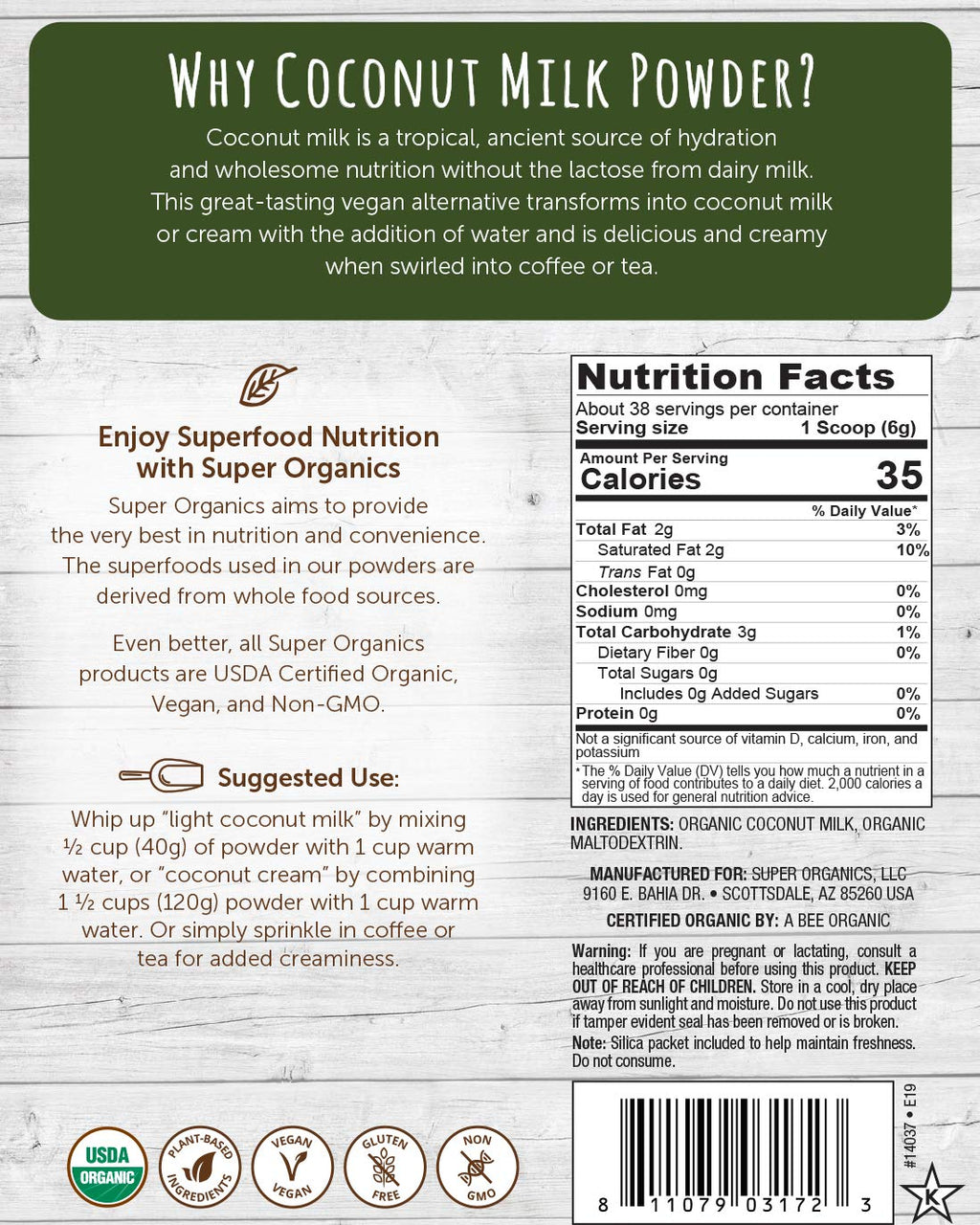 dairy free moringa superfood powder