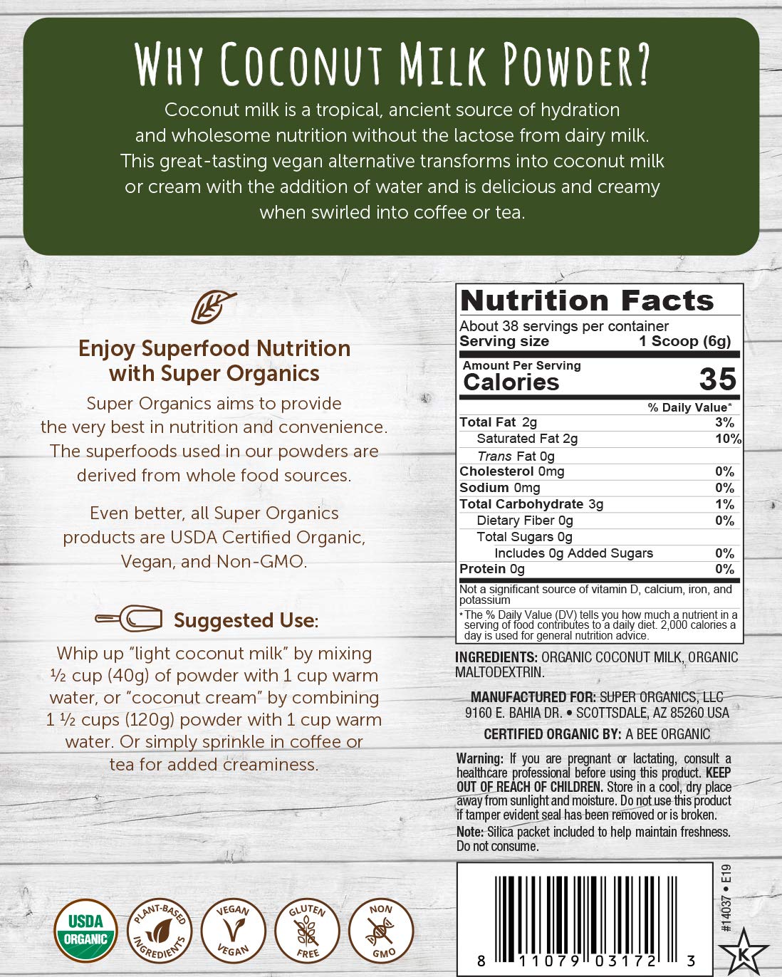 dairy free moringa superfood powder
