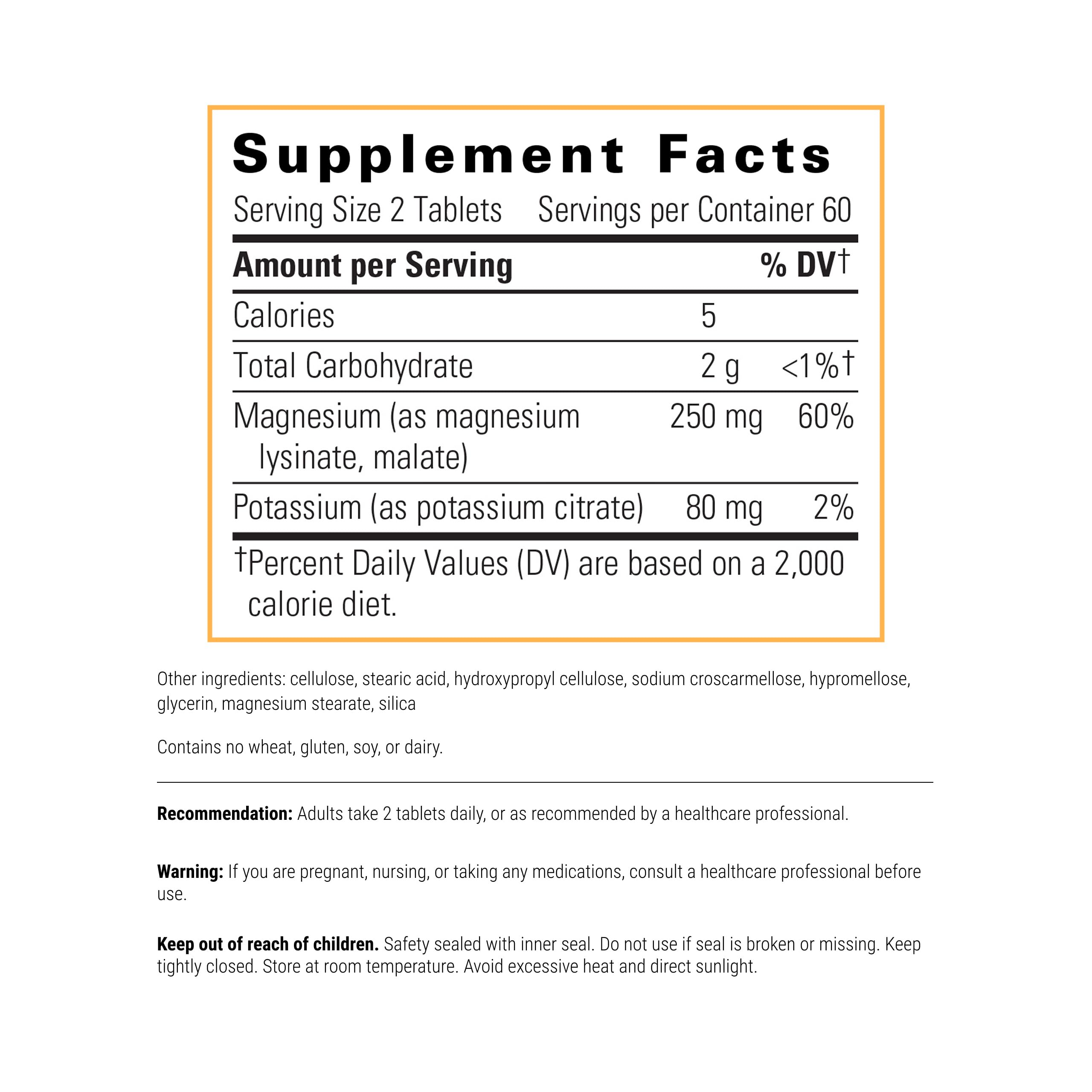 Dairy-free potassium magnesium formula