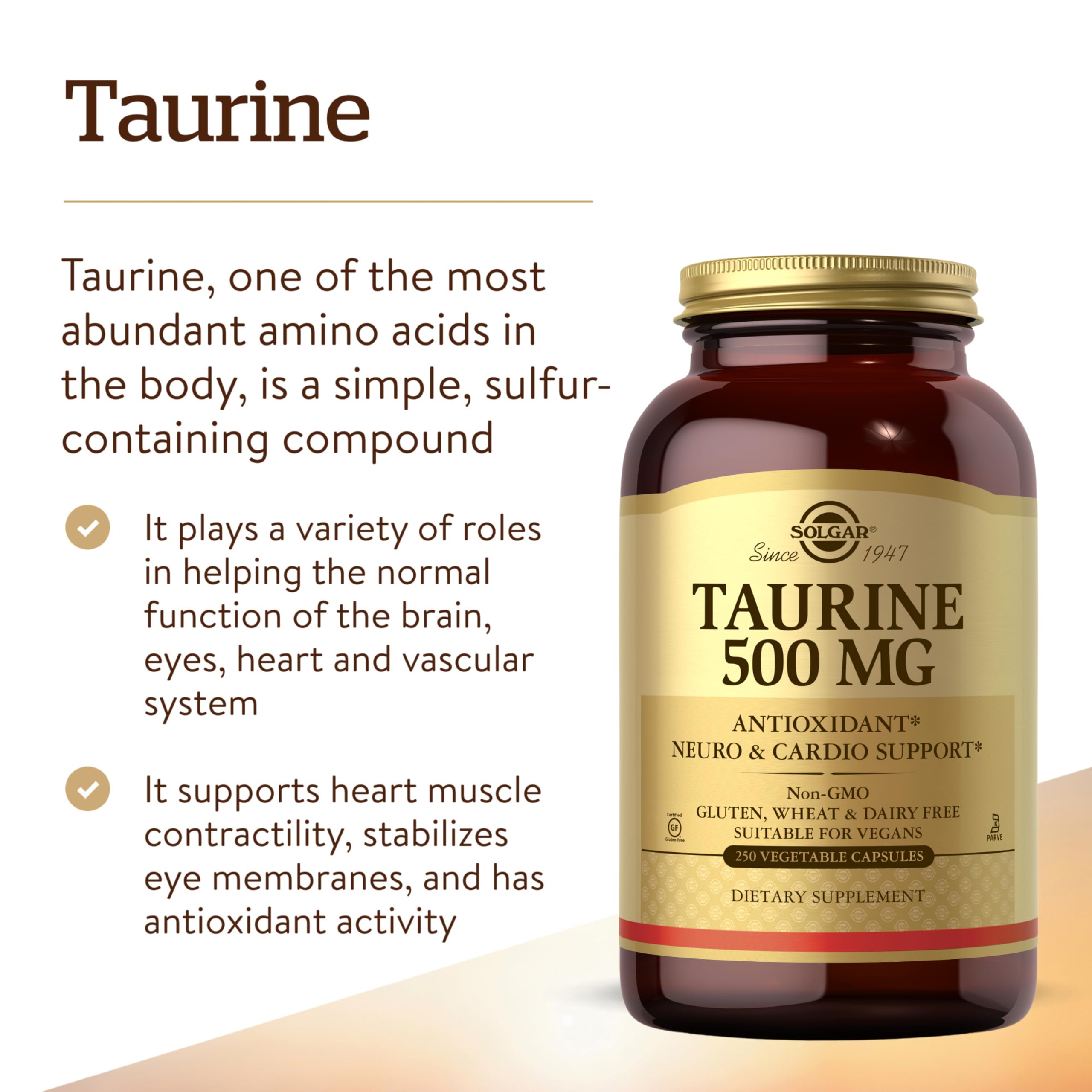 dairy free taurine capsules for vitality