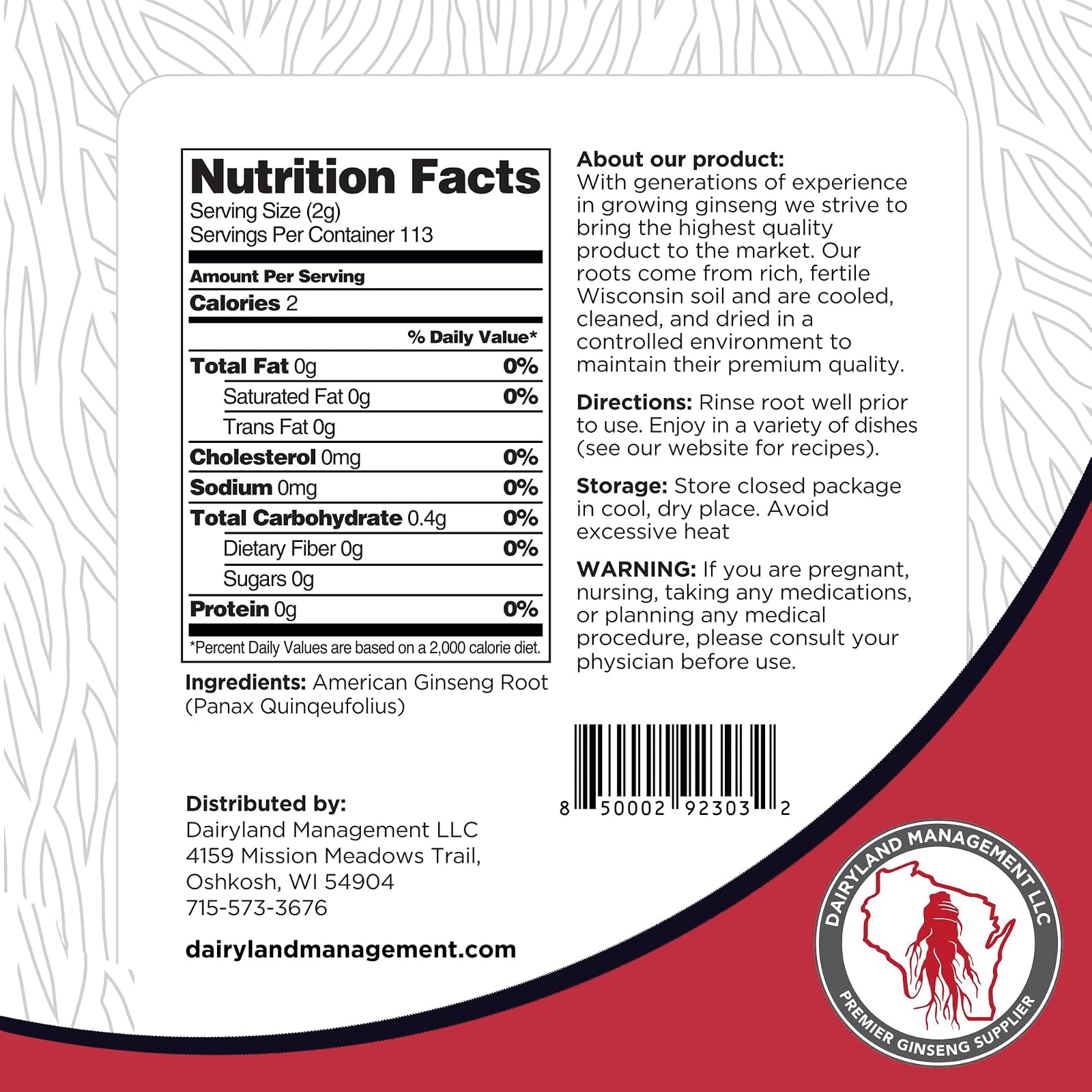 Dairyland ginseng prongs for traditional use