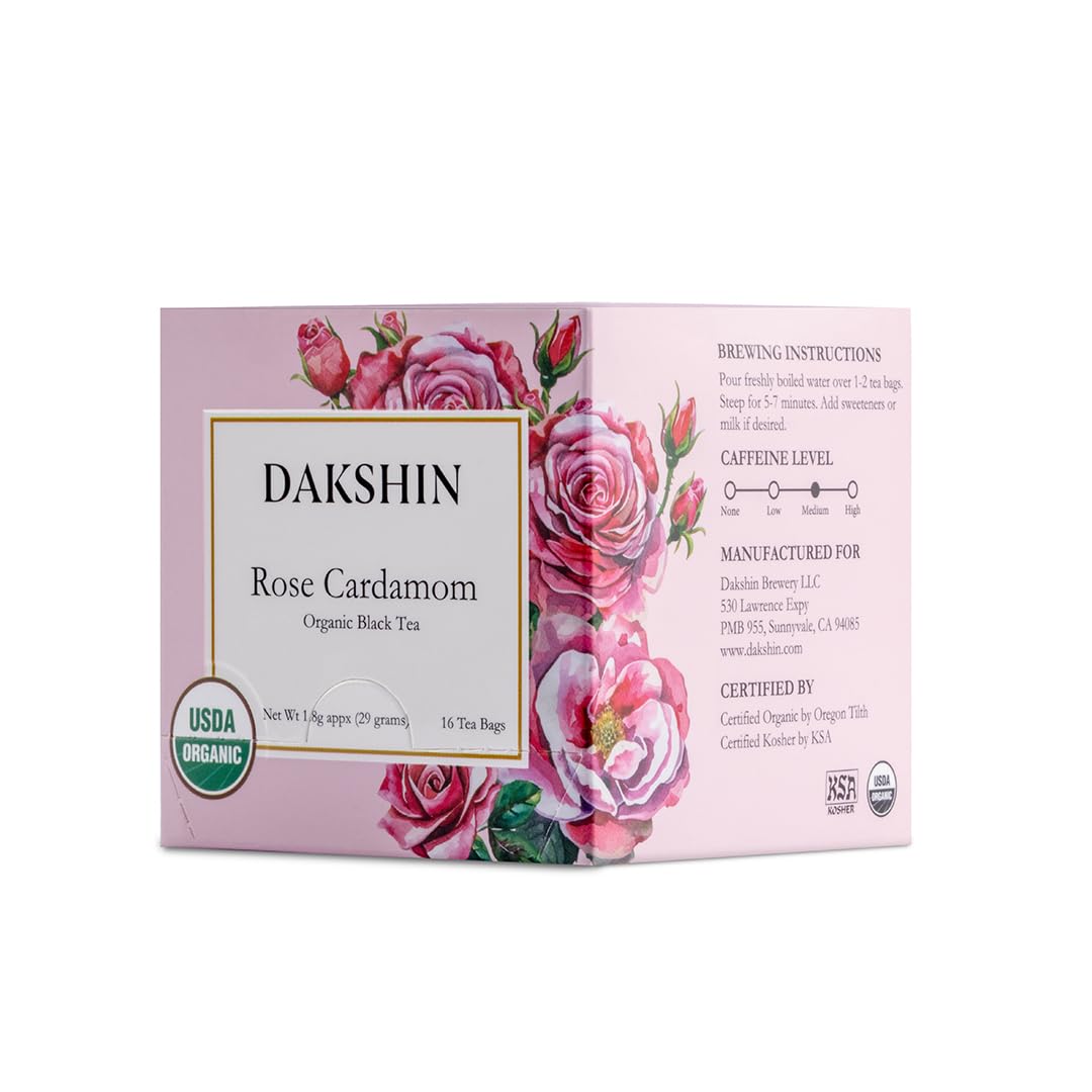 DAKSHIN organic rose cardamom tea bags