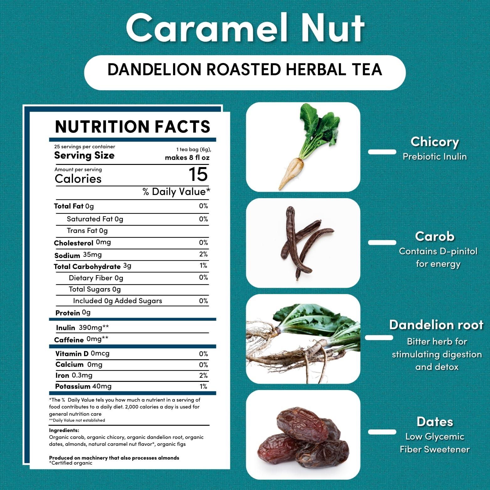 Dandelion caramel nut tea bags