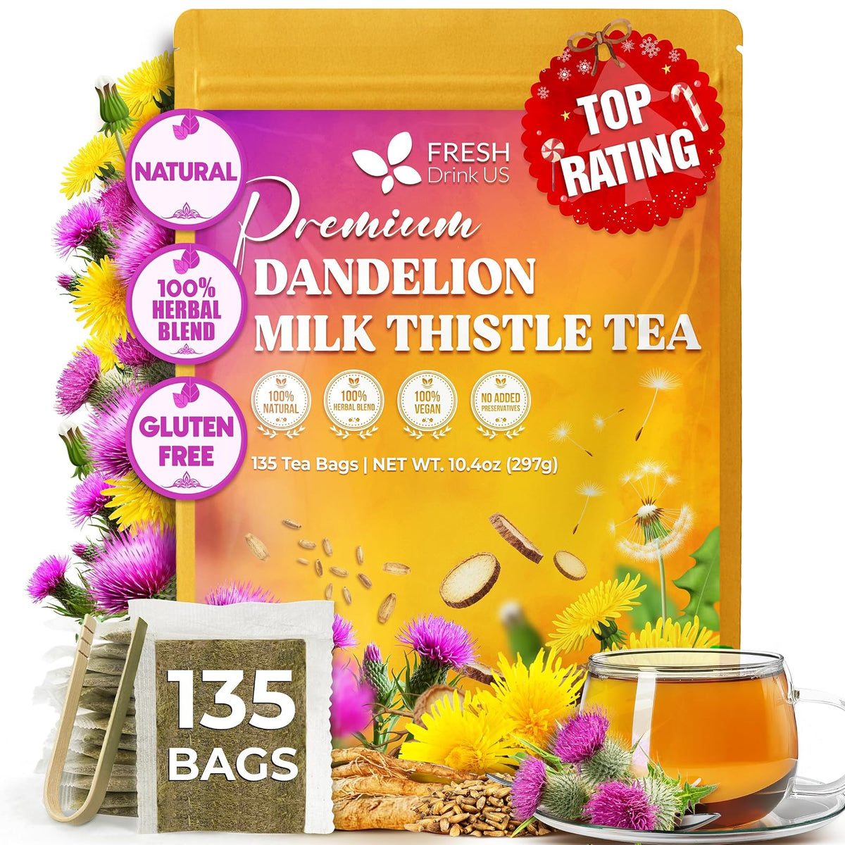 Dandelion milk thistle herbal tea bags