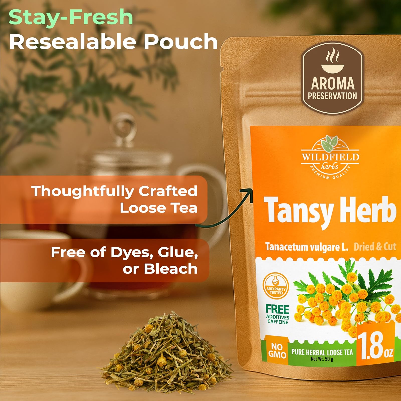 dandelion tea infused with tansy flowers