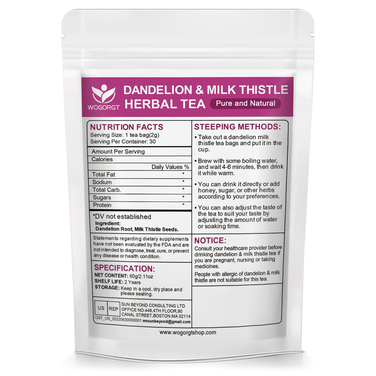 Dandelion tea with milk thistle