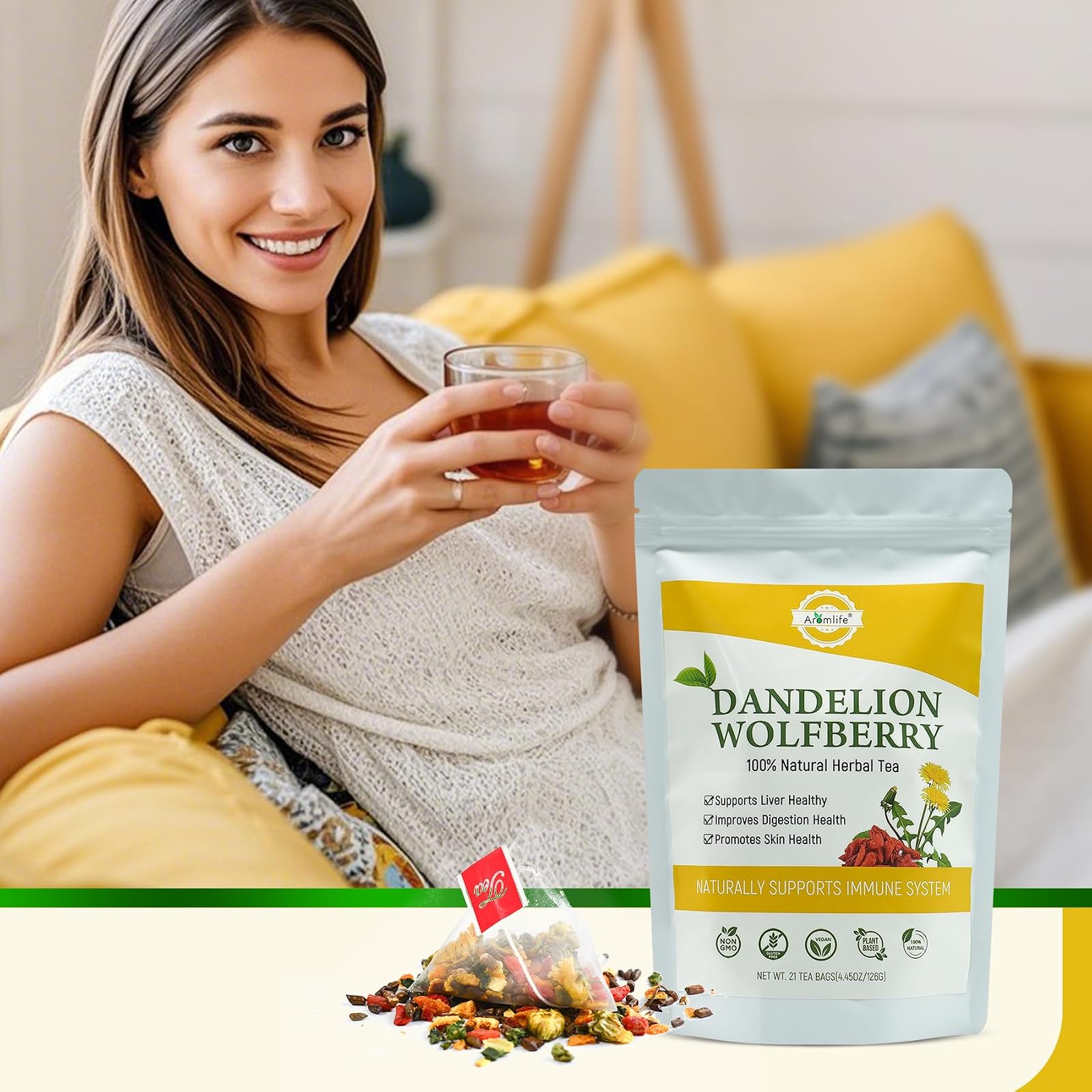 Dandelion wolfberry tea for energy