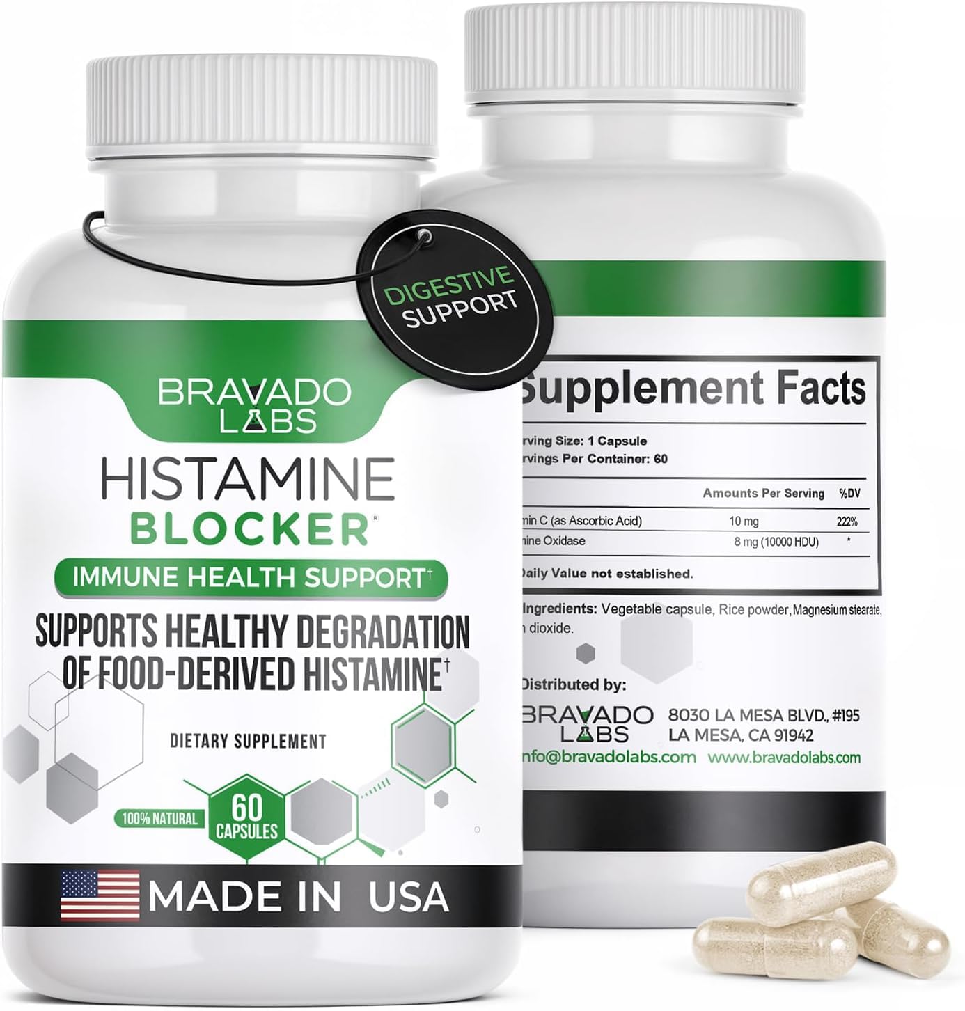DAO enzyme histamine blocker capsules