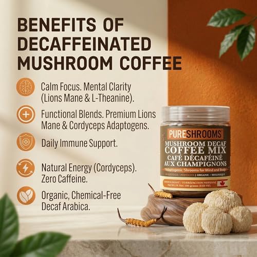 decaf coffee with superfood mushrooms