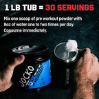 Delicious blue raspberry pre-workout flavor