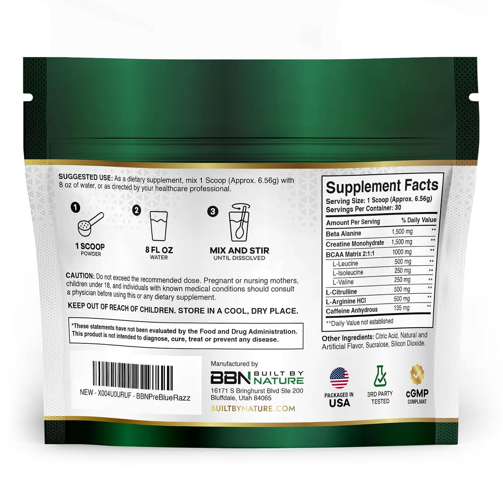 Delicious Blue Razz pre-workout flavour