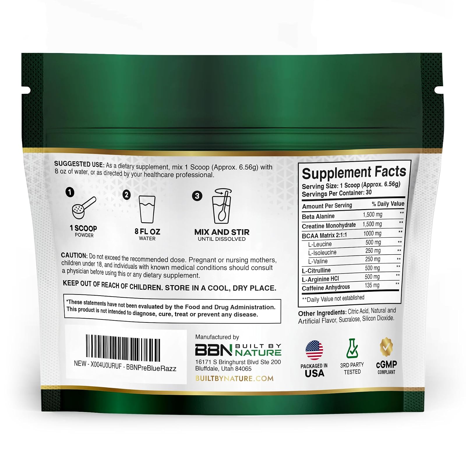 Delicious Blue Razz pre-workout flavour