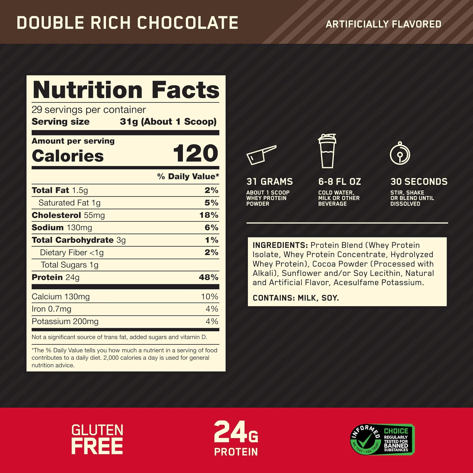 delicious chocolate flavour whey protein supplement