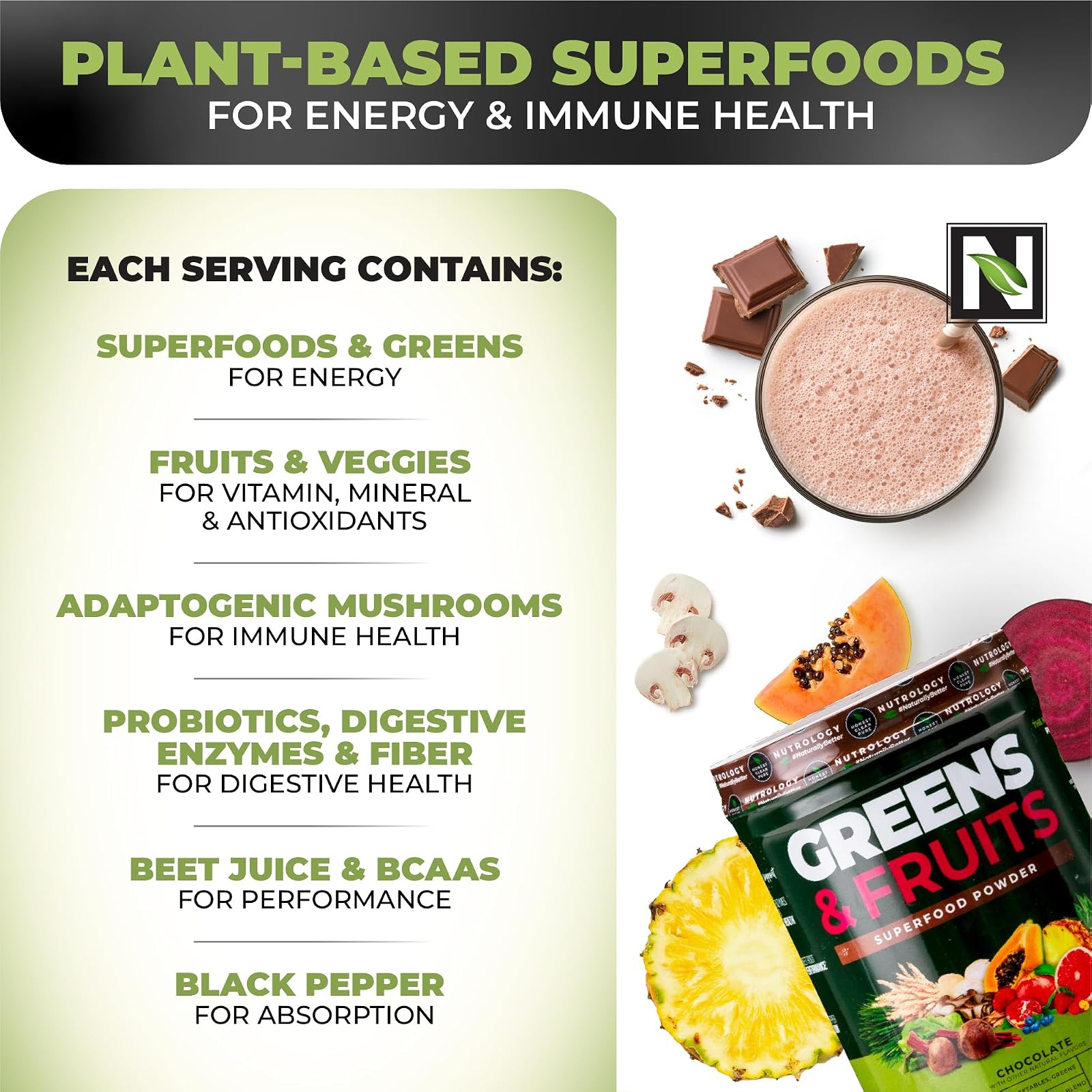 delicious chocolate fruit powder blend