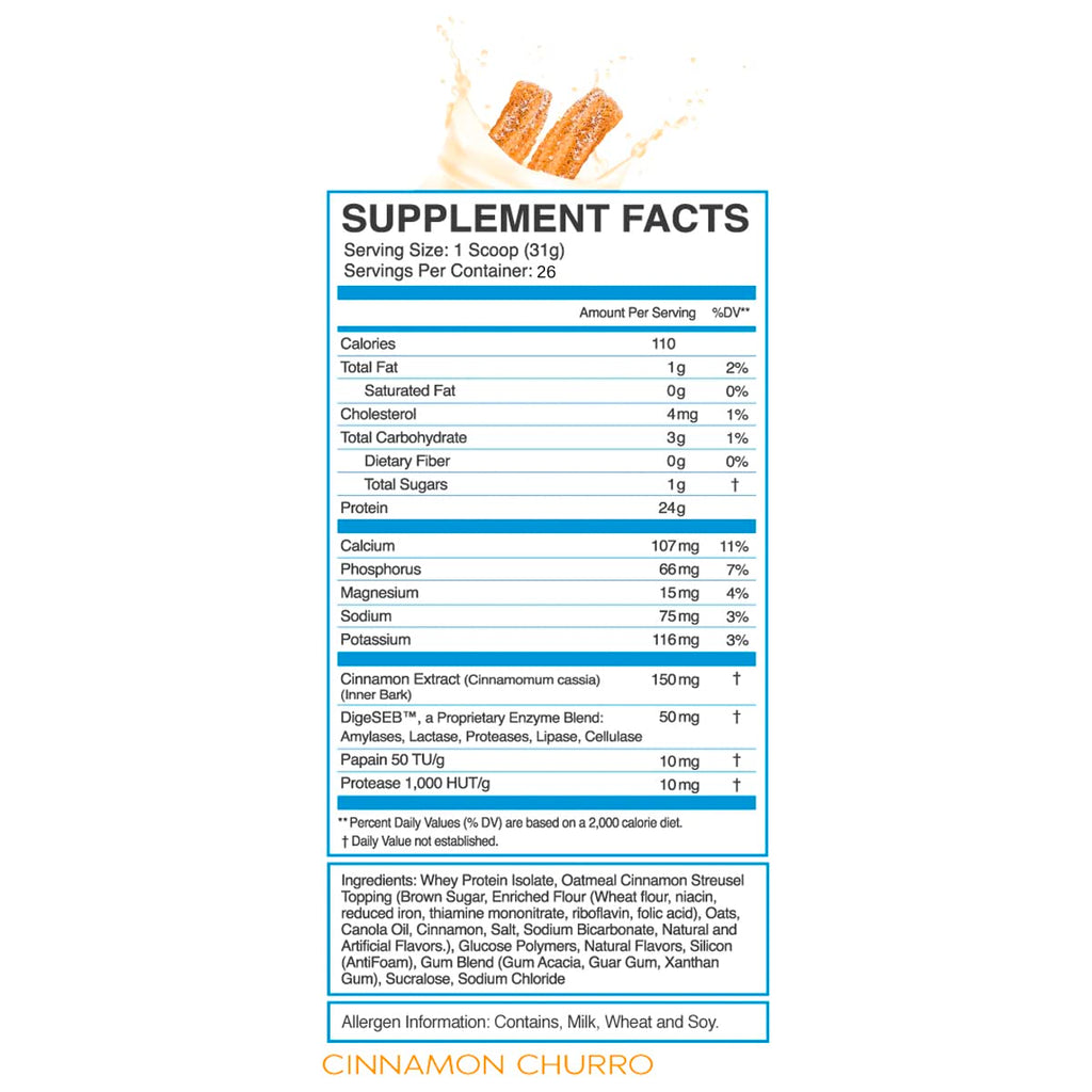 delicious cinnamon churro whey protein
