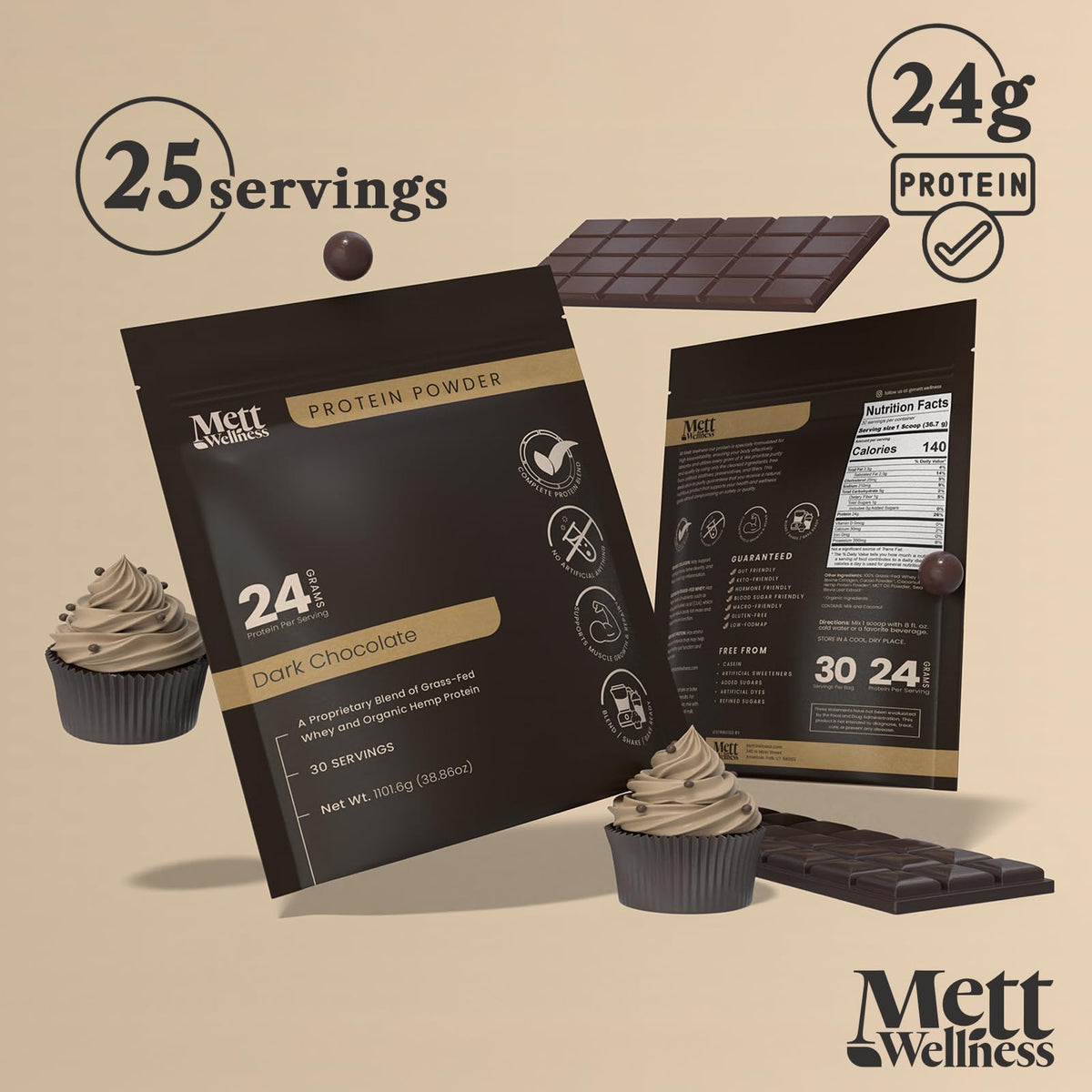 delicious dark chocolate flavour protein