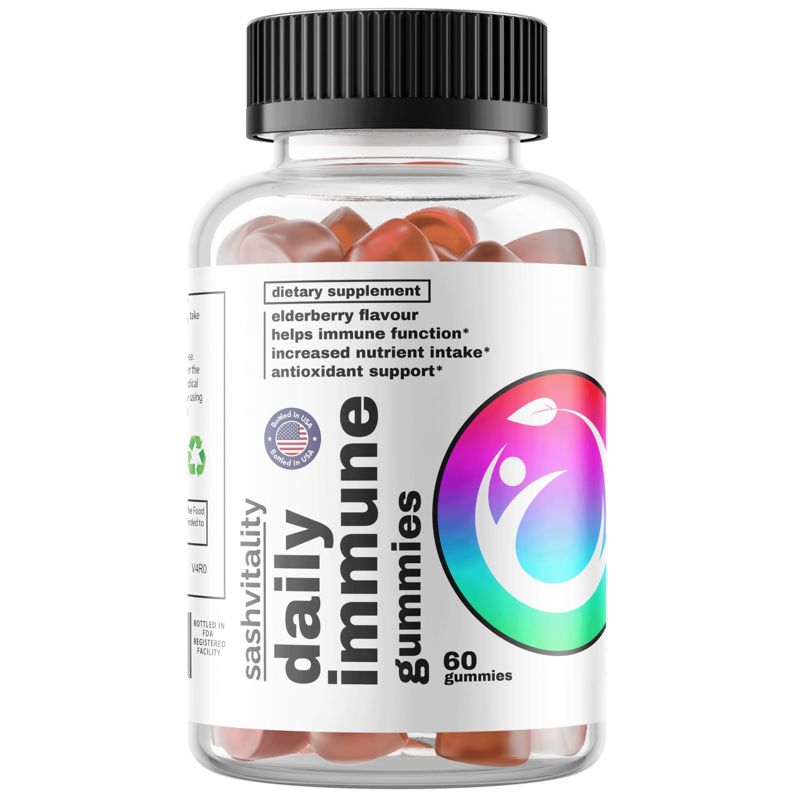 Delicious elderberry flavour vitamin gummies
