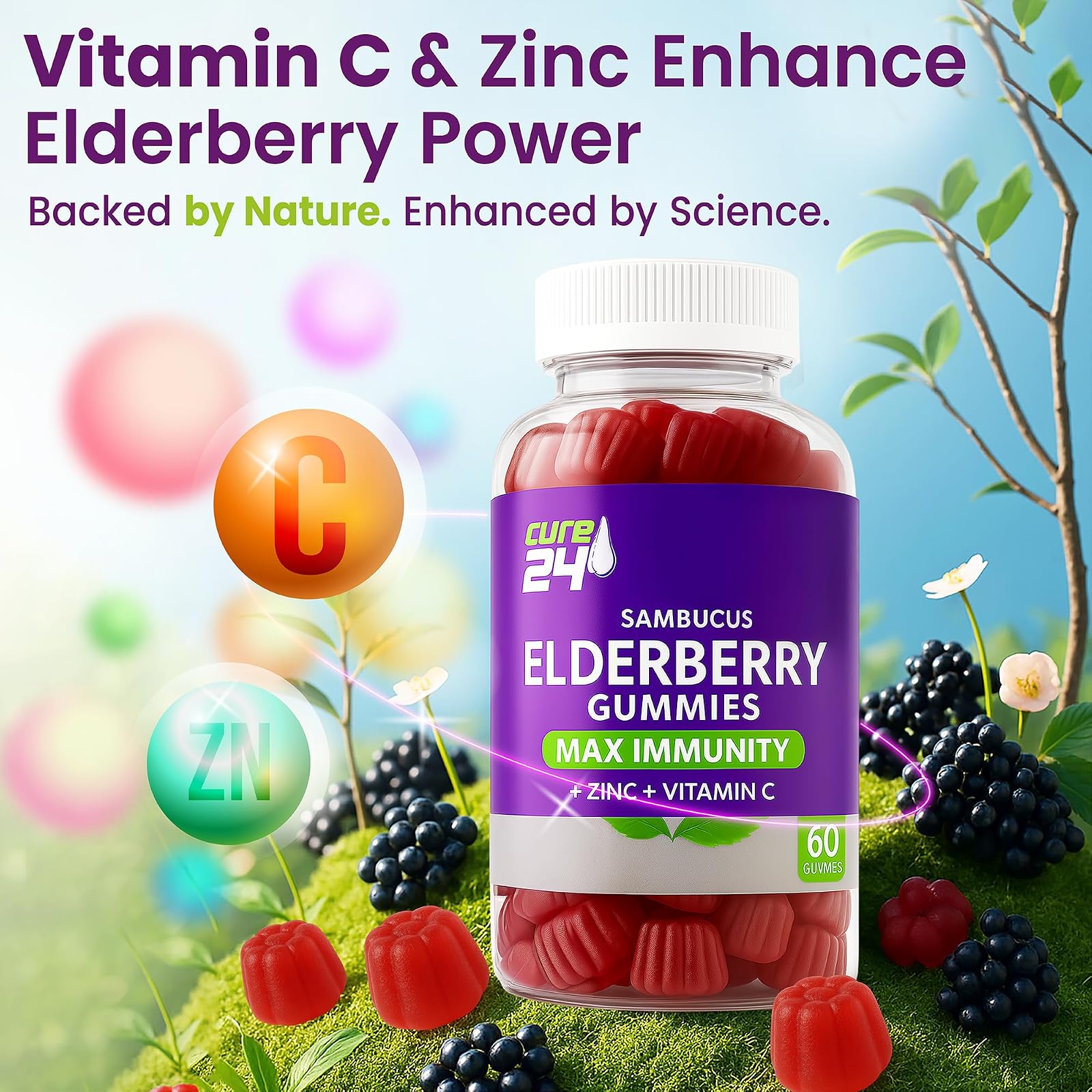 Delicious elderberry gummies with zinc