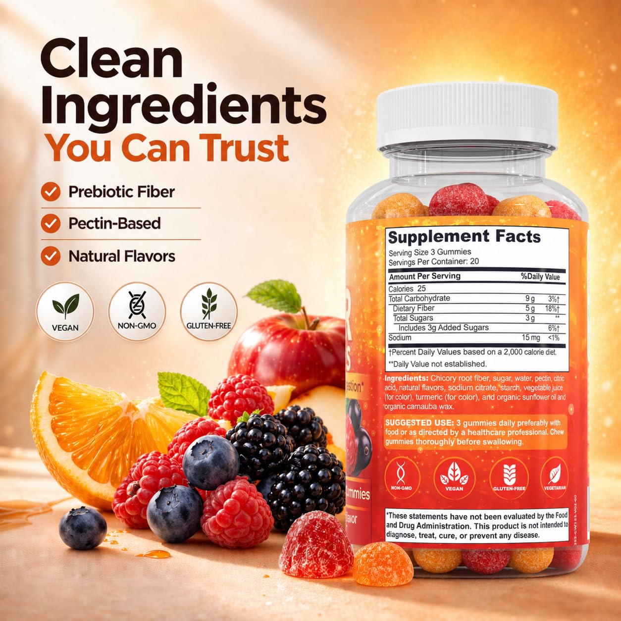 Delicious fiber gummies for digestive support