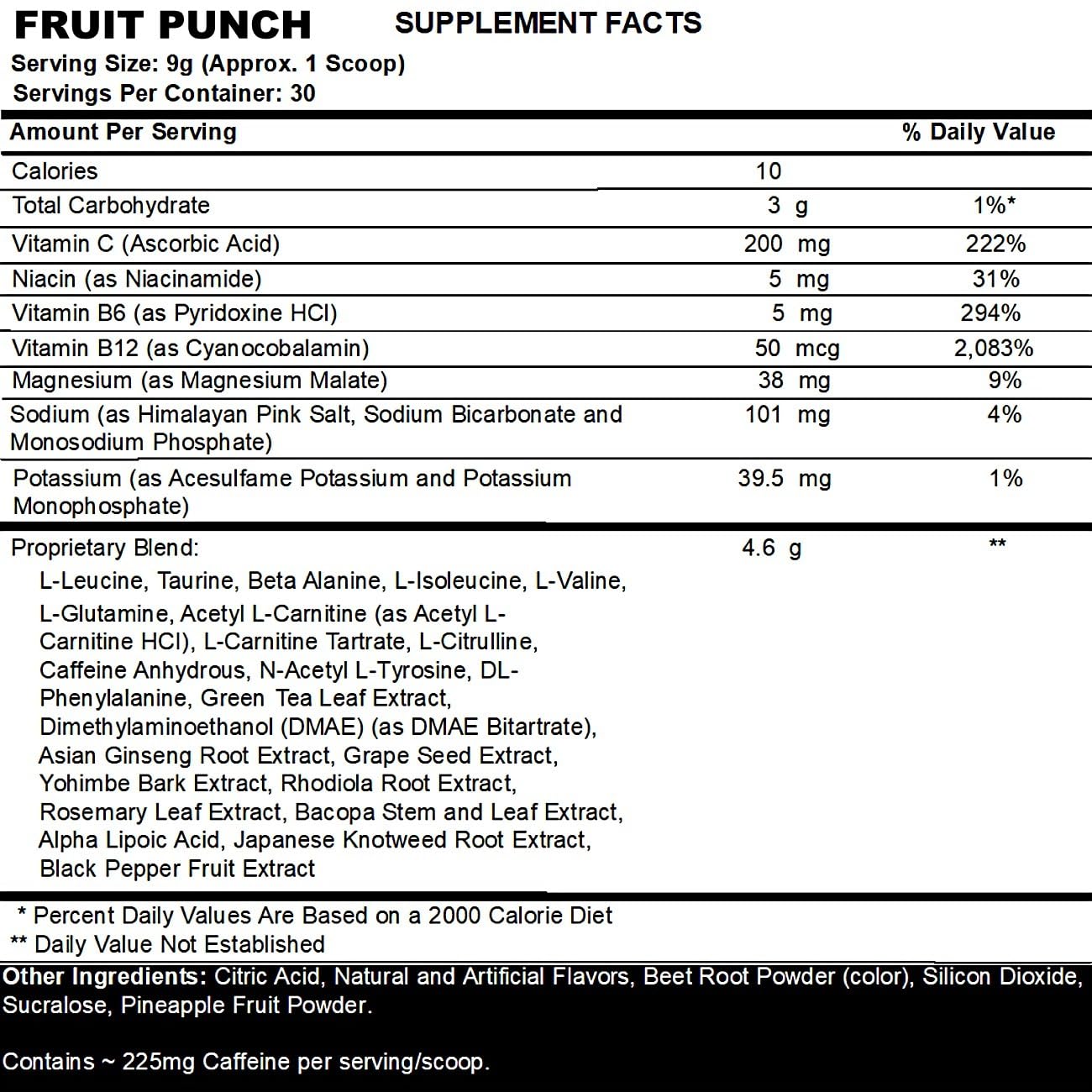 Delicious fruit punch pre workout supplement