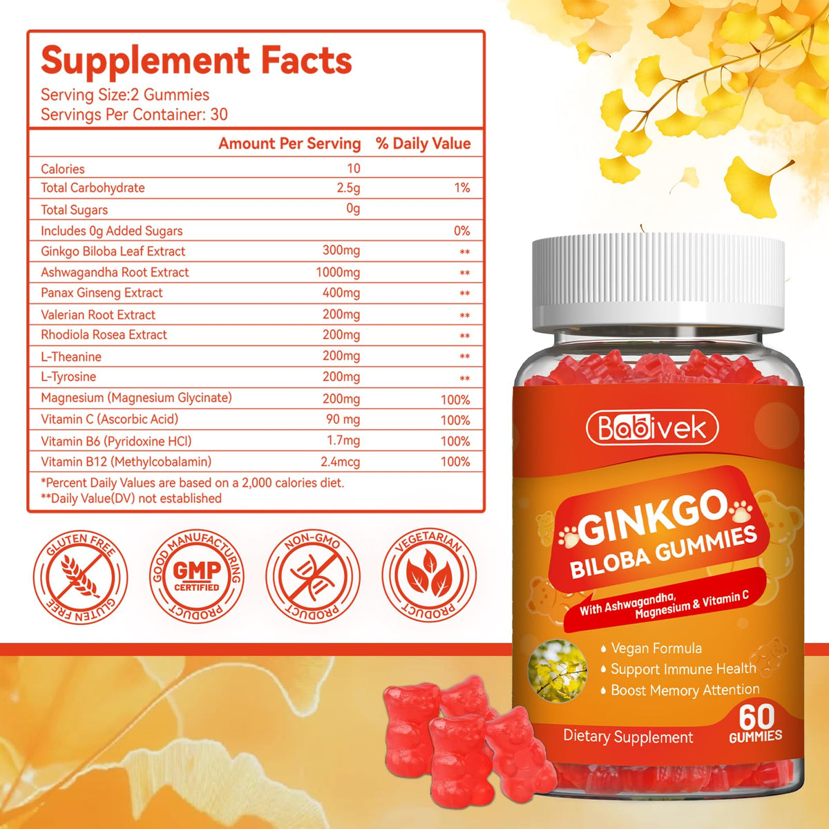 Delicious Ginkgo Biloba gummies with herbal benefits