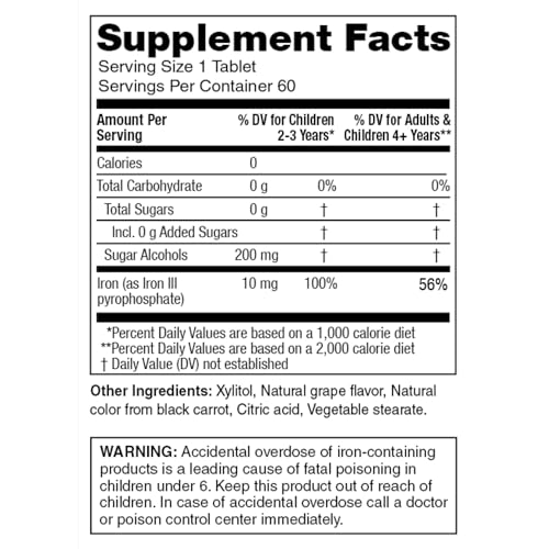 delicious grape flavor iron tablets